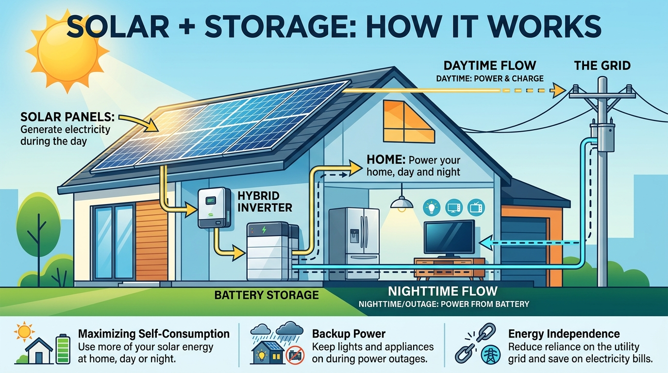 How does battery storage work with solar? – JMBatteries