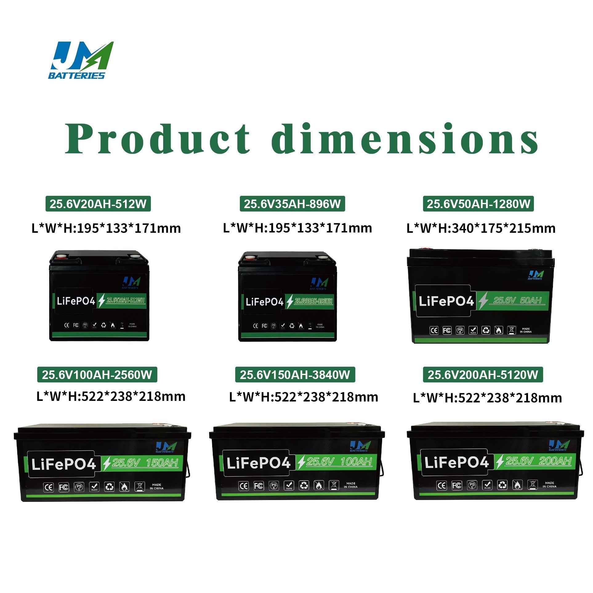 JM 24v lithium battery aa 25.6V 100Ah Lifepo4 Battery Pack – JMBatteries