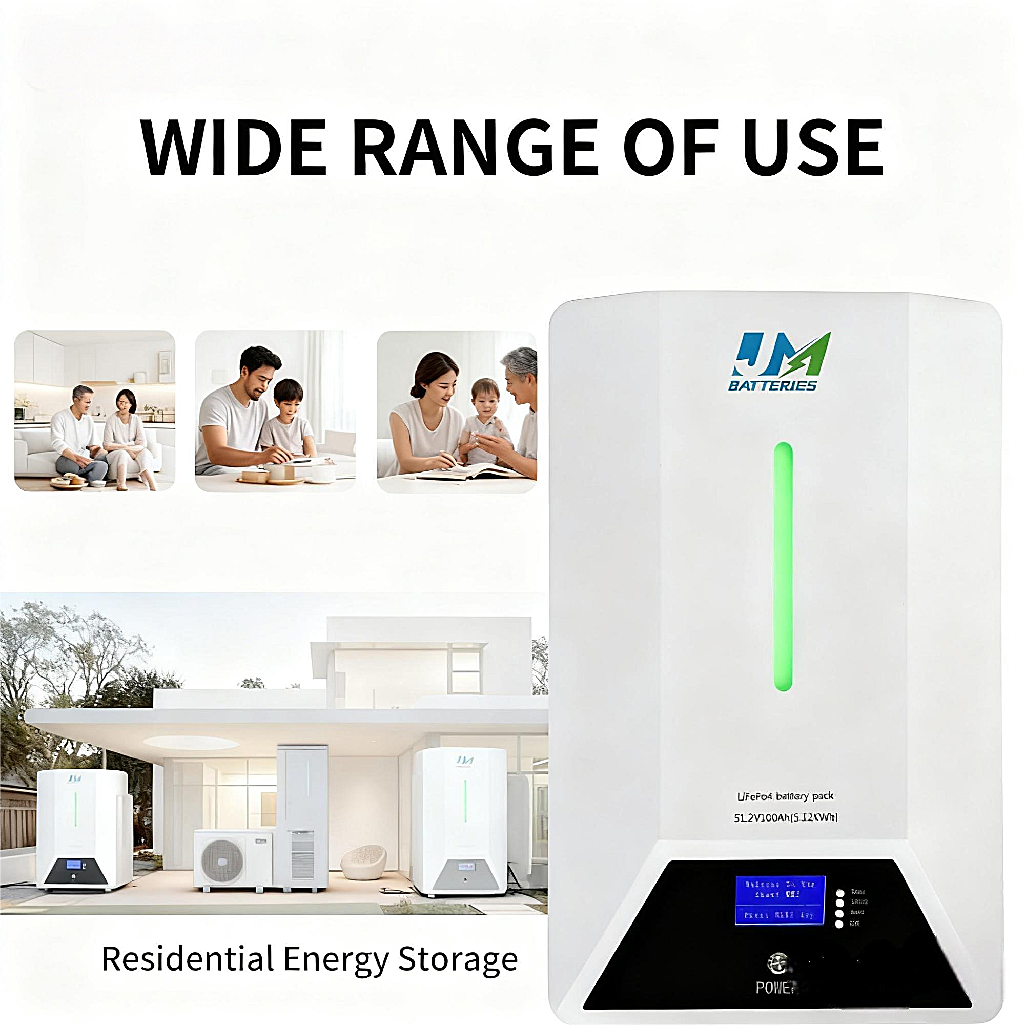 JM 48V 51.2V Powerwall Home Battery 100ah 200ah 15Kwh lifepo4 lithium ...