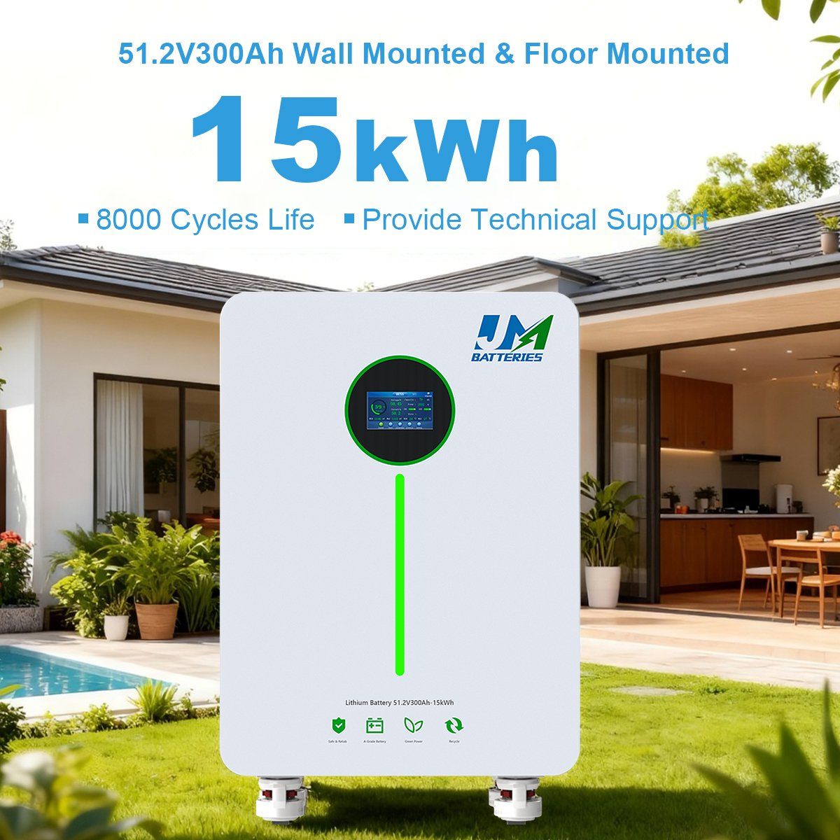 JM Lithium Battery Manufacturer 15kw Solar System with Battery Backup ...